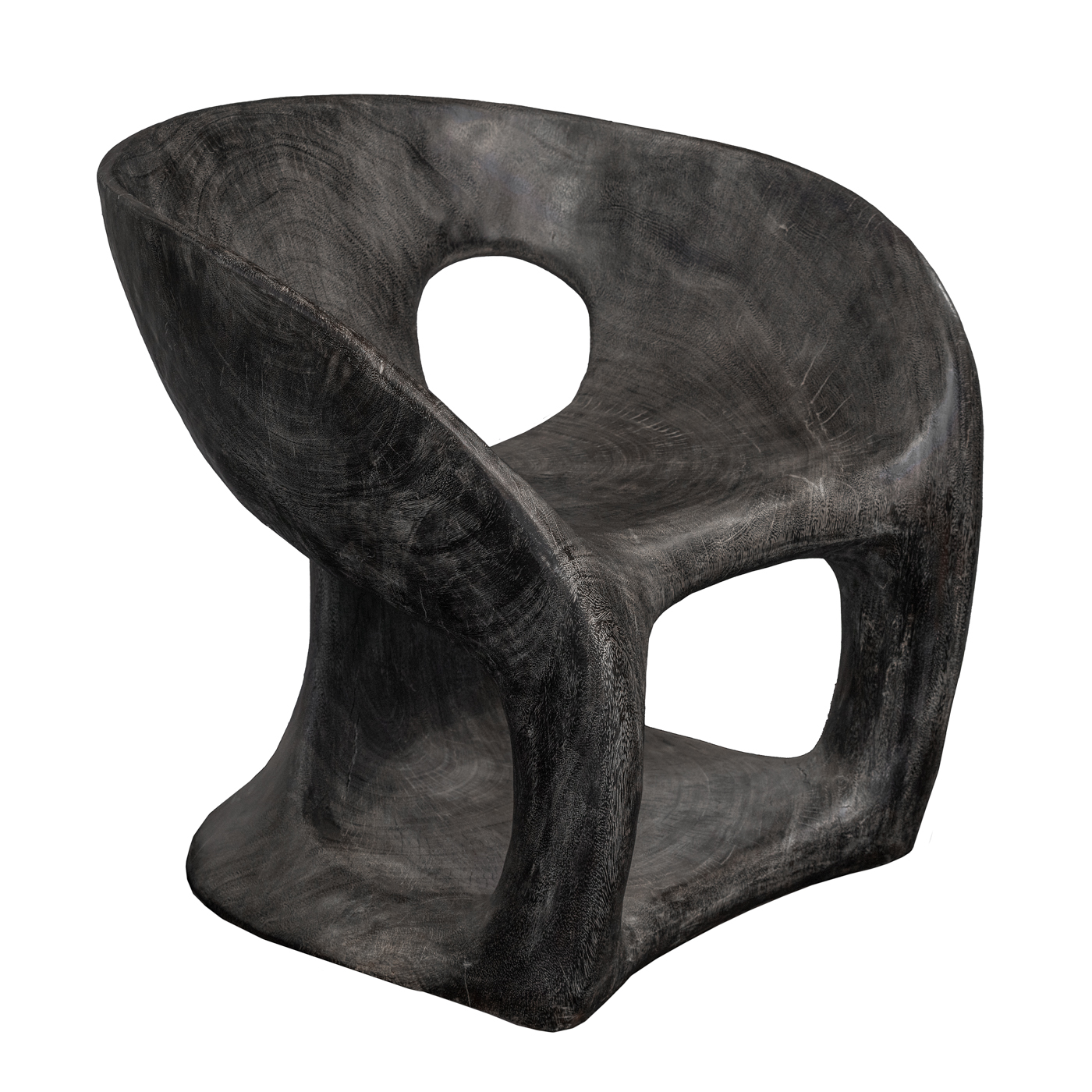 Hand-Crafted Shou Sugi Ban One Piece Carved Arm Chair | Live Edge, Shou ...