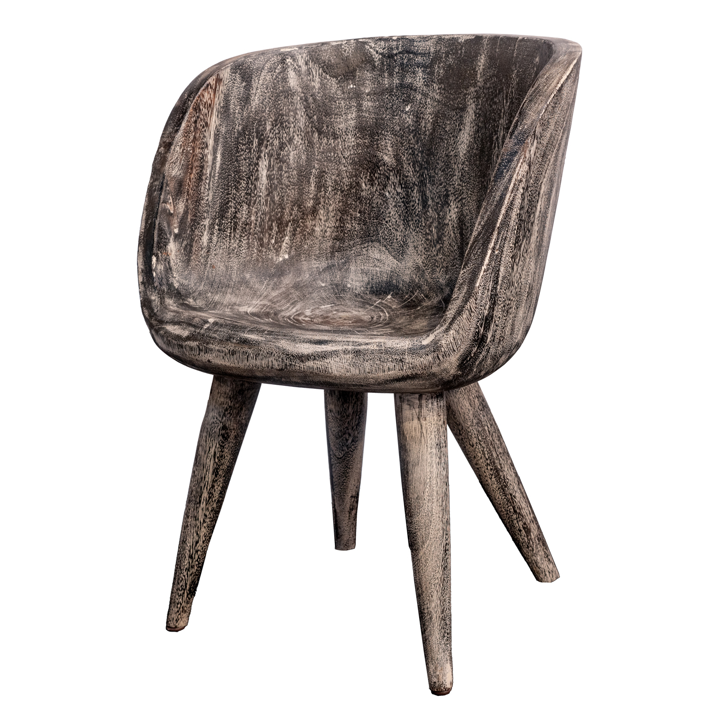 Hand-Crafted Shou Sugi Ban One Piece Carved Bucket Chair | Live Edge ...