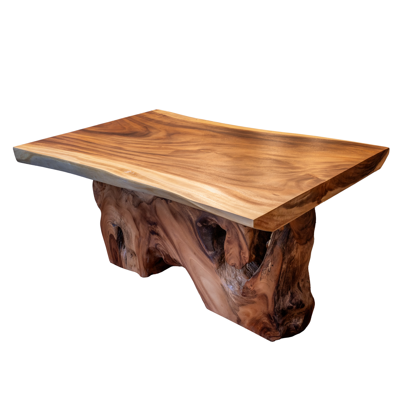 Hand-Crafted Live Edge Wood Table w/ Natural Base | Live Edge | Apsara ...